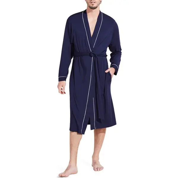 Eberjey William Stretch Tencel® Modal Robe - True Navy/ivory