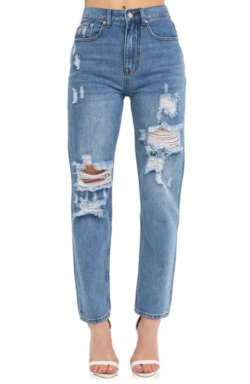 GREY LAB 90s Distressed Jeans - Medium Blue