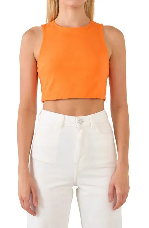 GREY LAB Open Back Knit Crop Top - Orange