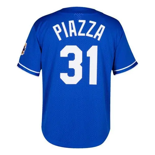 Mitchell & Ness Mike Piazza Los Angeles Dodgers Cooperstown Collection Mesh Batting Practice Button-up Jersey