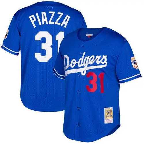 Mitchell & Ness Mike Piazza Los Angeles Dodgers Cooperstown Collection Mesh Batting Practice Button-up Jersey