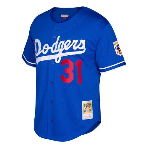Mitchell & Ness Mike Piazza Los Angeles Dodgers Cooperstown Collection Mesh Batting Practice Button-up Jersey