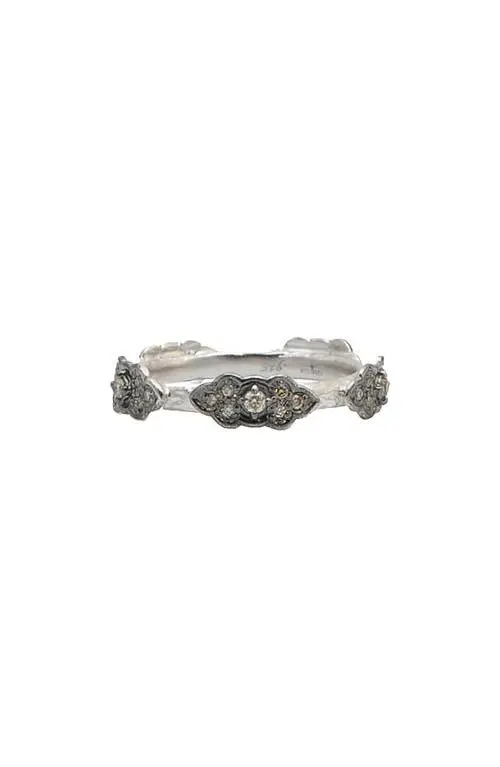 Armenta New World Scrollwork Diamond Stackable Ring - Silver