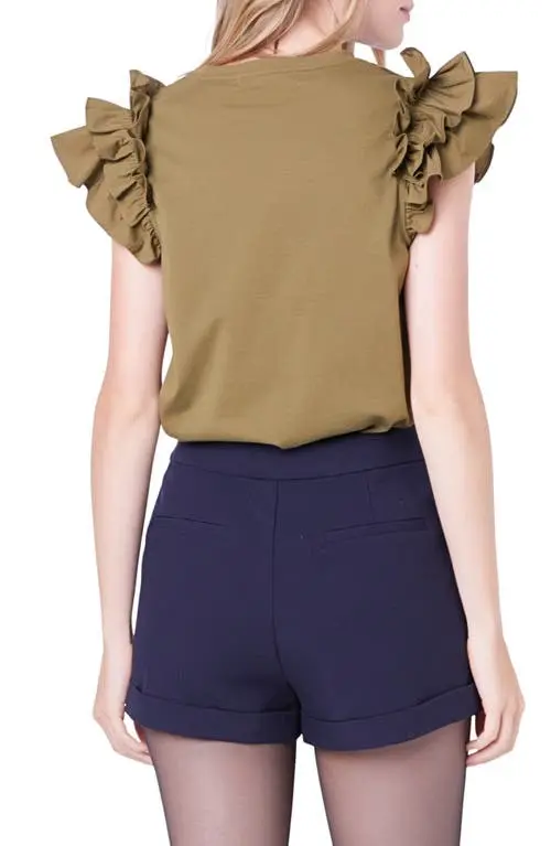 English Factory Ruffle Sleeve Cotton Top