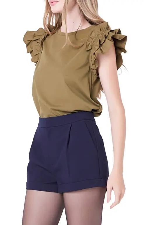 English Factory Ruffle Sleeve Cotton Top