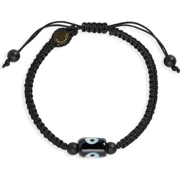 Caputo & Co Murano Glass Evil Eye Macramé Bracelet - Black