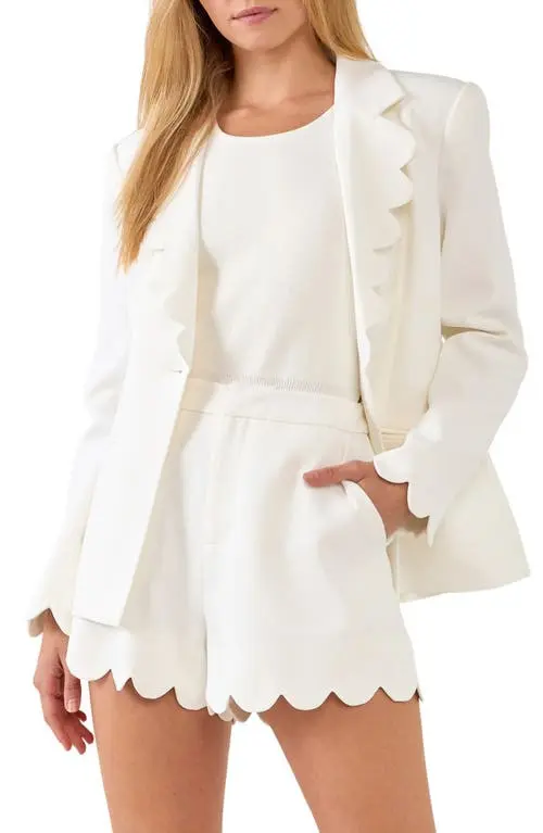 English Factory Scallop Single-button Blazer - White