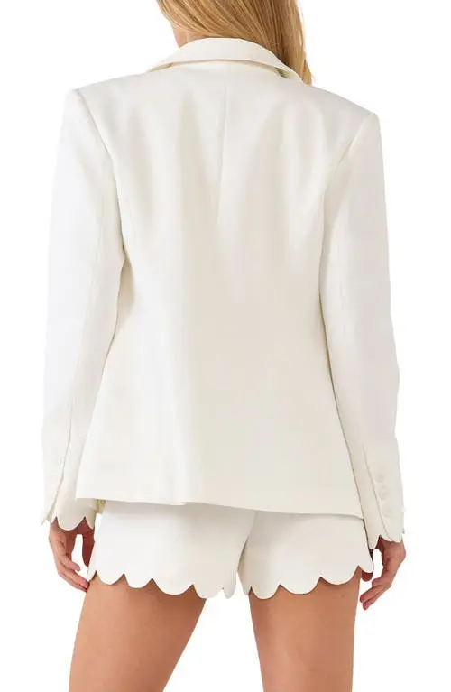 English Factory Scallop Single-button Blazer - White