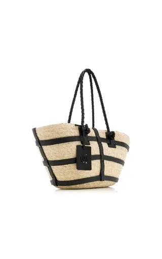 Altuzarra Watermill Small Leather-trimmed Raffia Tote Bag