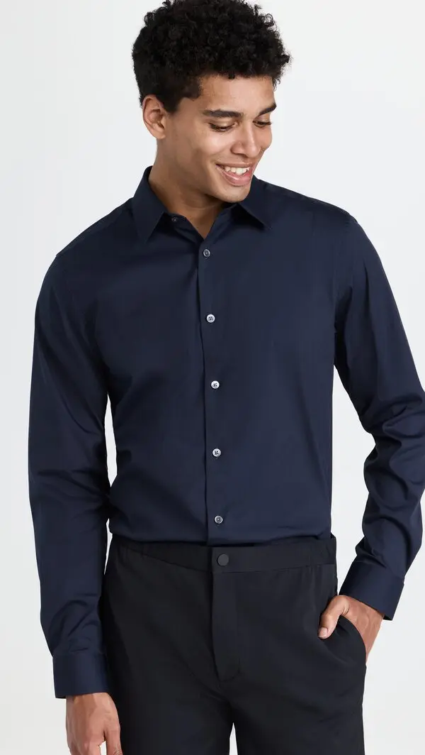 Theory Sylvain Good Cotton Shirt - Eclipse