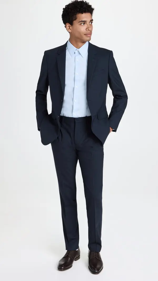 Theory Mayer Stretch Wool Pants - Navy