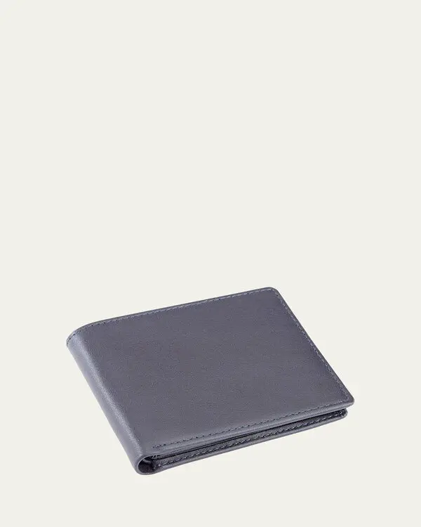 ROYCE NEW YORK Personalized Leather Rfid-blocking Trifold Wallet - Navy Blue