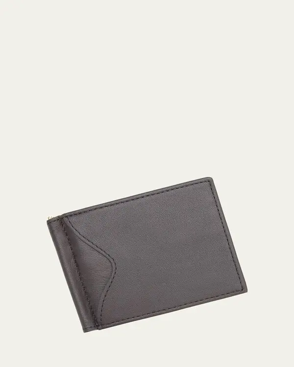 ROYCE NEW YORK Personalized Rfid-blocking Leather Money Clip - Black