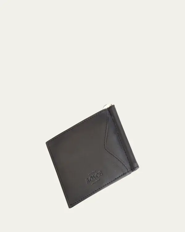 ROYCE NEW YORK Personalized Rfid-blocking Leather Money Clip - Black