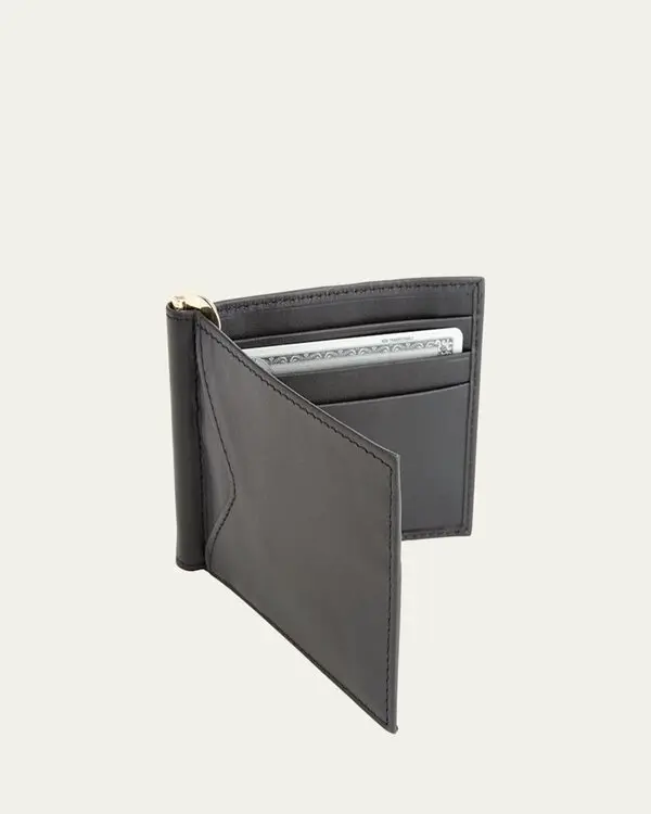 ROYCE NEW YORK Personalized Rfid-blocking Leather Money Clip - Black