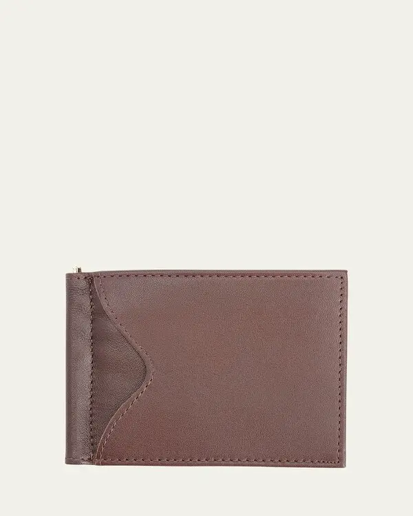 ROYCE NEW YORK Personalized Rfid-blocking Leather Money Clip - Brown