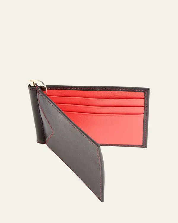 ROYCE NEW YORK Personalized Rfid-blocking Leather Money Clip - Red