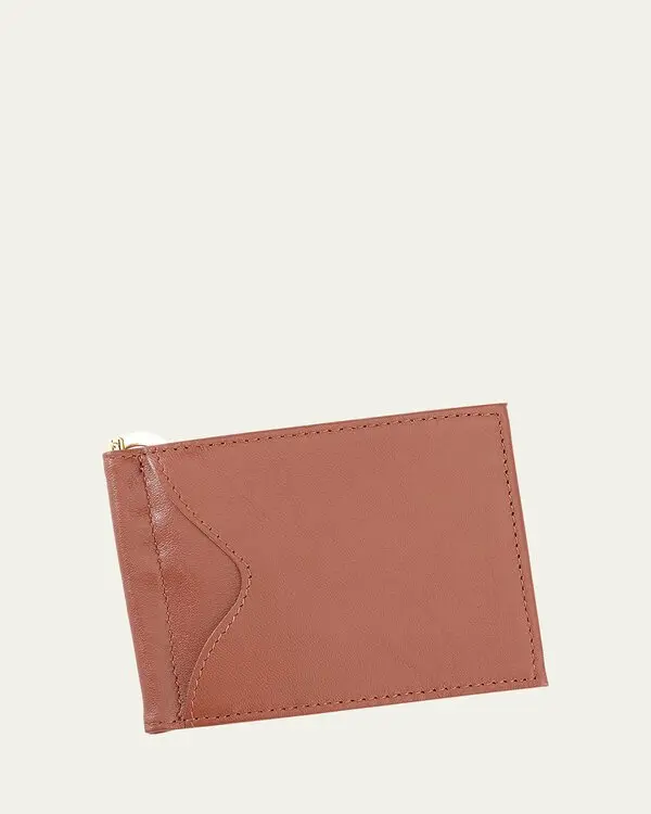 ROYCE NEW YORK Personalized Rfid-blocking Leather Money Clip - Tan