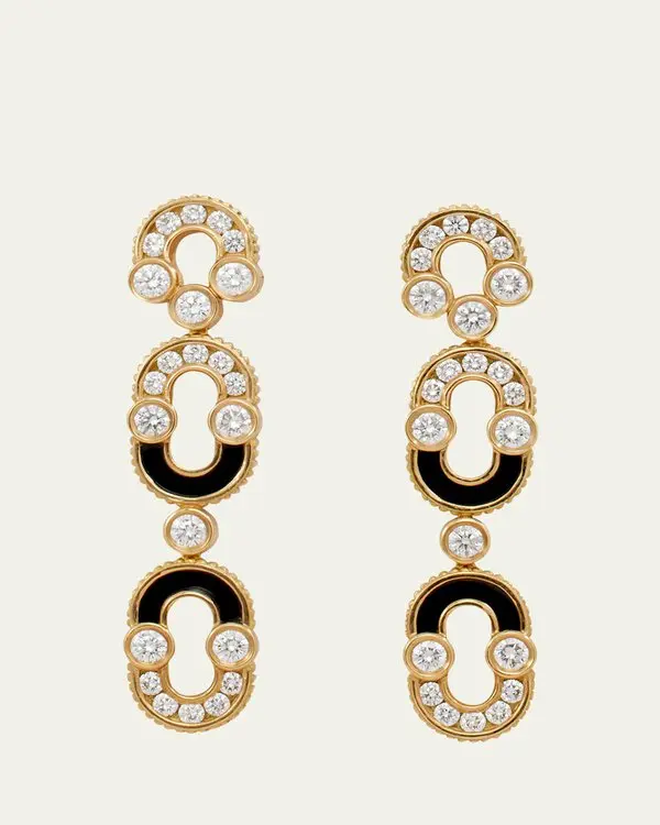 VILTIER Magnetic Duo Earrings In Onyx, 18k Yellow Gold And Diamonds - Yg