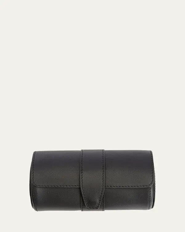 ROYCE NEW YORK Leather Double Watch Roll - Black