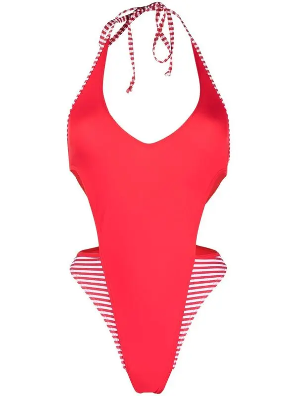 DIESEL® Stripe-trimmed Halter Swimsuit