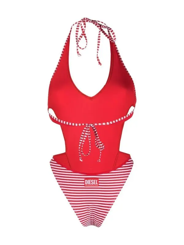 DIESEL® Stripe-trimmed Halter Swimsuit