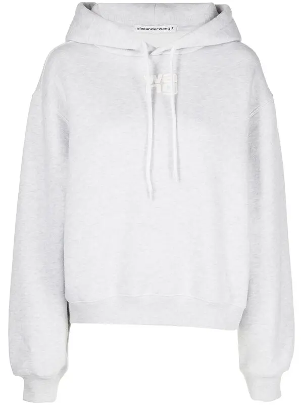 Alexander Wang Rubberised Logo Cotton Hoodie - Grey