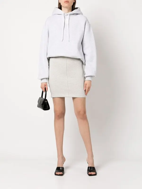Alexander Wang Rubberised Logo Cotton Hoodie - Grey