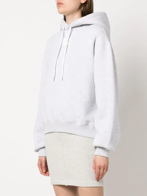 Alexander Wang Rubberised Logo Cotton Hoodie - Grey