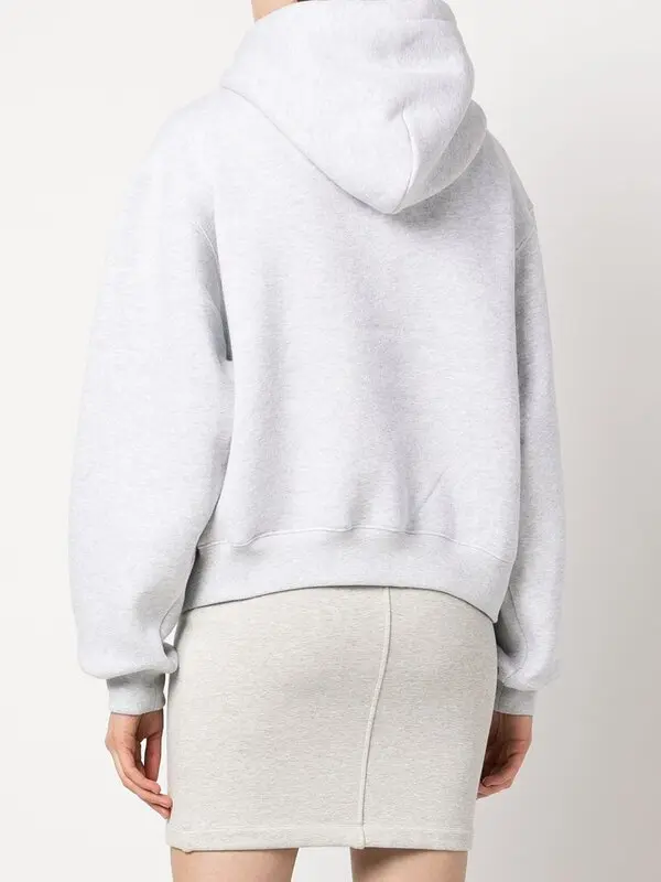 Alexander Wang Rubberised Logo Cotton Hoodie - Grey