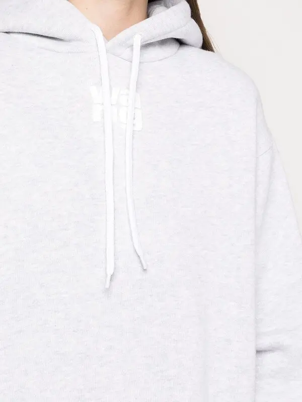 Alexander Wang Rubberised Logo Cotton Hoodie - Grey