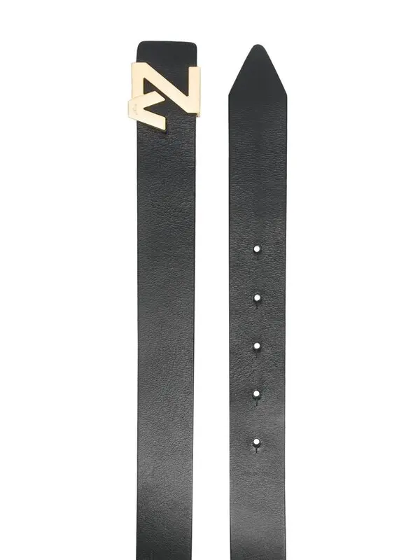Zadig&Voltaire Logo Plaque Leather Belt - Black
