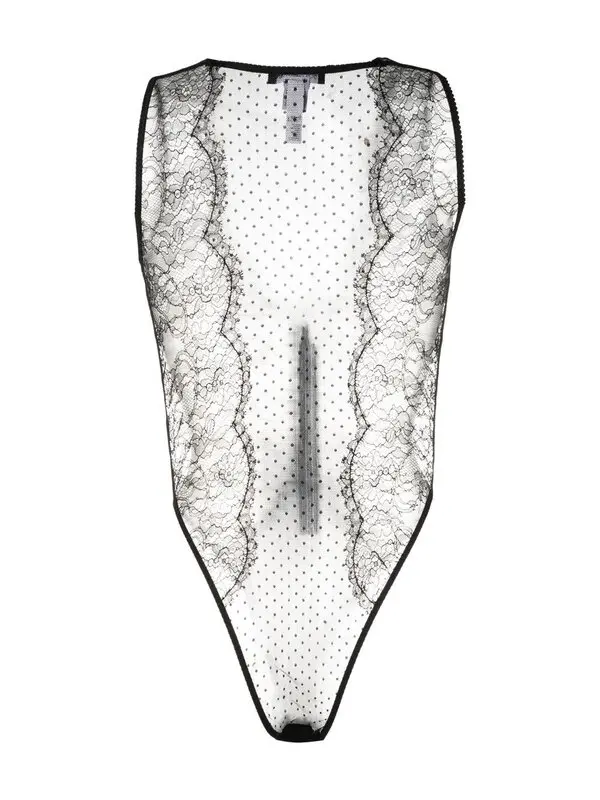 Dolce & Gabbana Plunging Sheer Lace Bodysuit