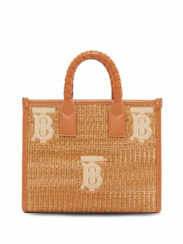 Burberry Mini Raffia Freya Tote Bag