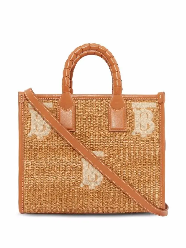 Burberry Mini Raffia Freya Tote Bag