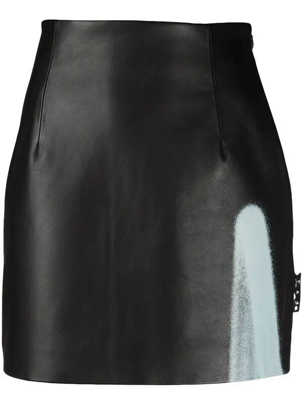 Off-White Graffiti Detail Mini Leather Skirt