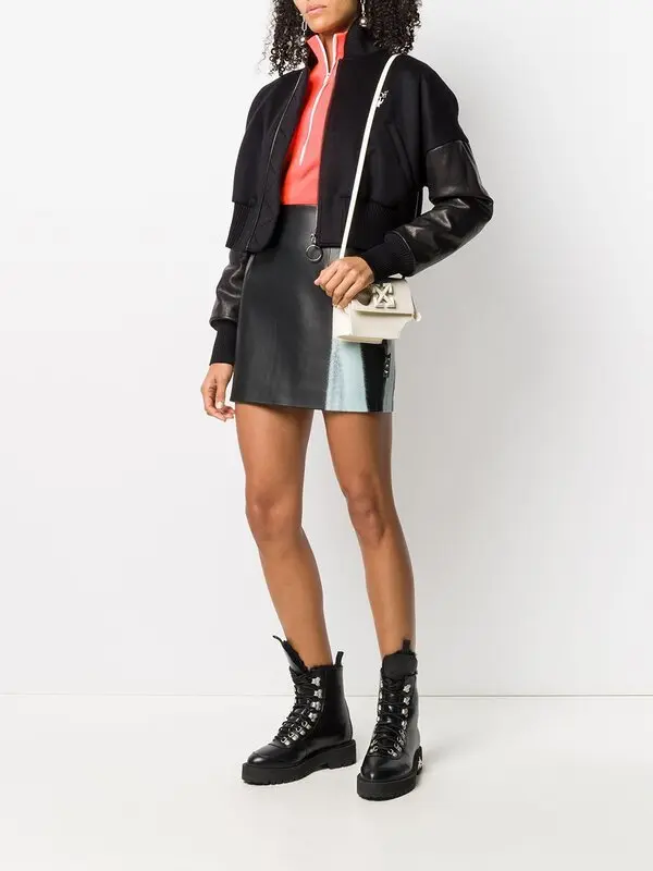 Off-White Graffiti Detail Mini Leather Skirt