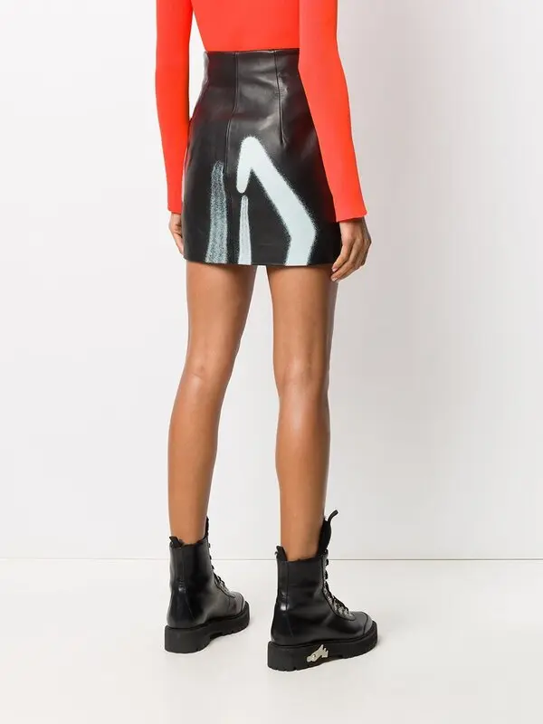 Off-White Graffiti Detail Mini Leather Skirt