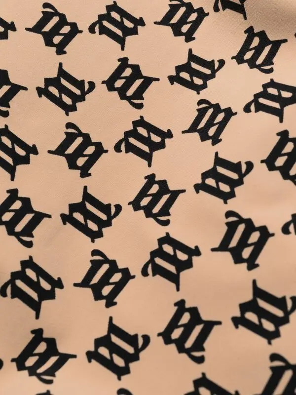 MISBHV Criss-cross Monogram-print Swimsuit - Neutrals