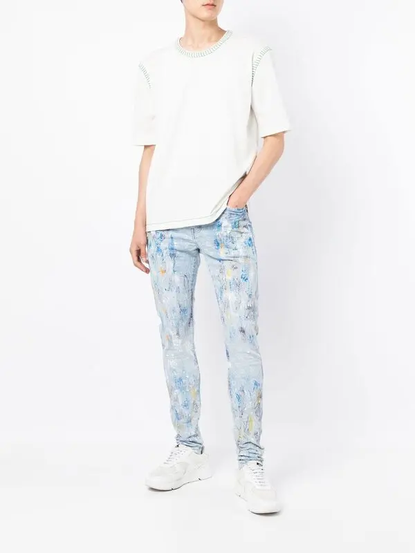 PURPLE BRAND Paint-splatter Slim Jeans