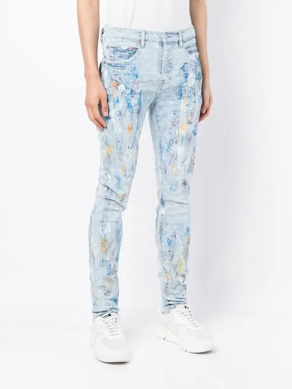 PURPLE BRAND Paint-splatter Slim Jeans