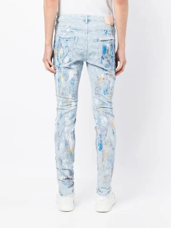 PURPLE BRAND Paint-splatter Slim Jeans