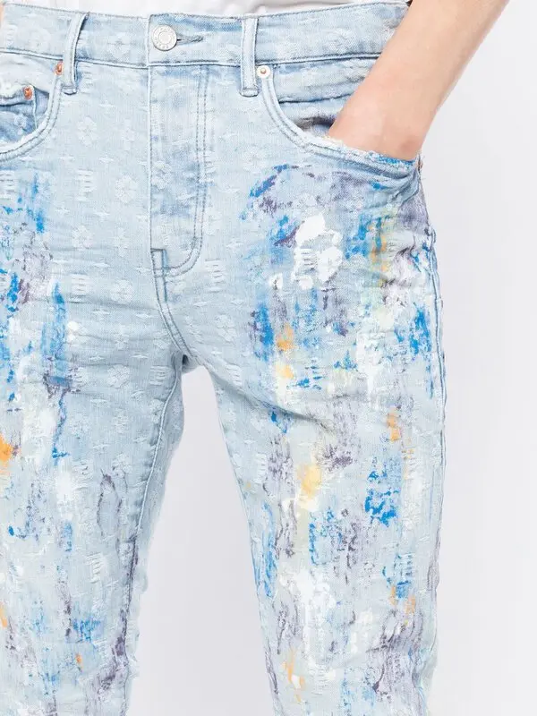 PURPLE BRAND Paint-splatter Slim Jeans