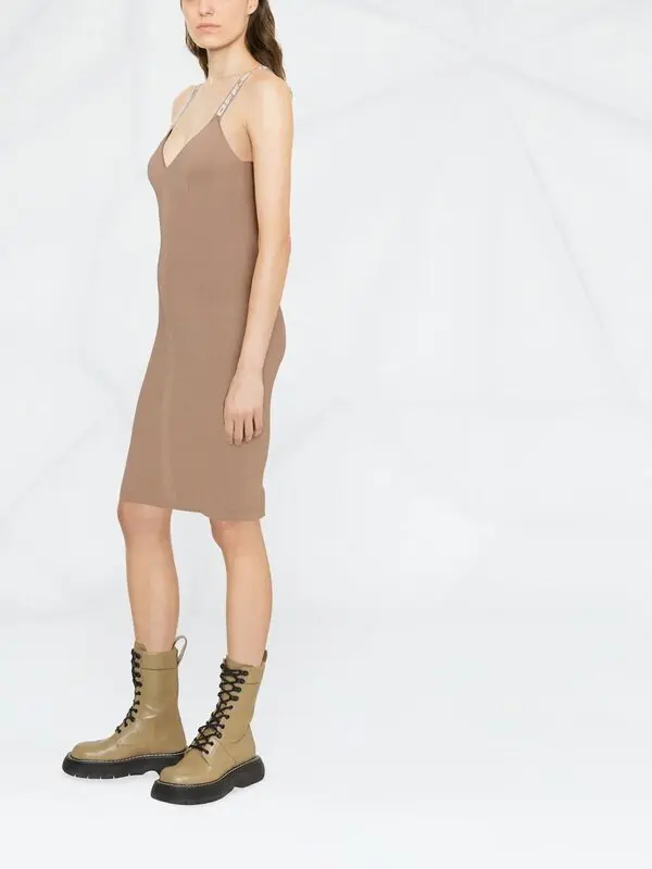 Off-White Logo Strap Bodycon Dress - Brown