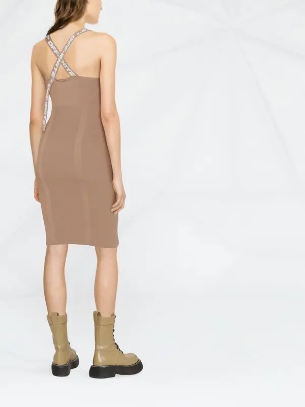 Off-White Logo Strap Bodycon Dress - Brown