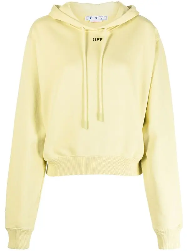 Off-White Off-stamp Cropped Hoodie - Yellow