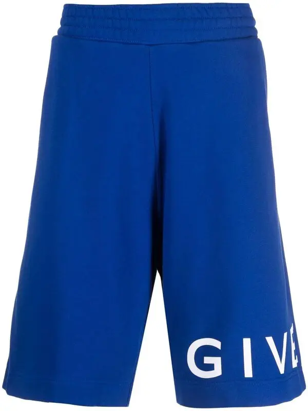 Givenchy Logo-print Knee-length Track Shorts - Blue