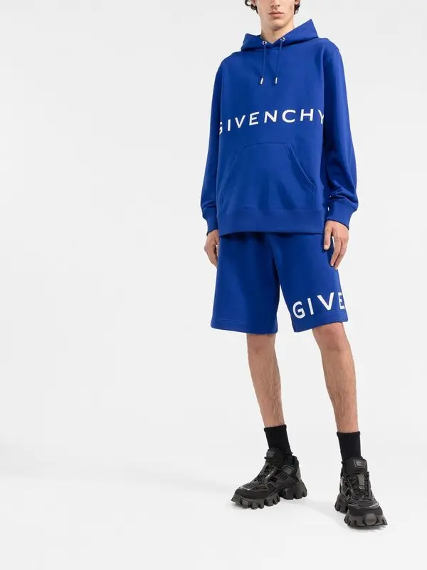 Givenchy Logo-print Knee-length Track Shorts - Blue