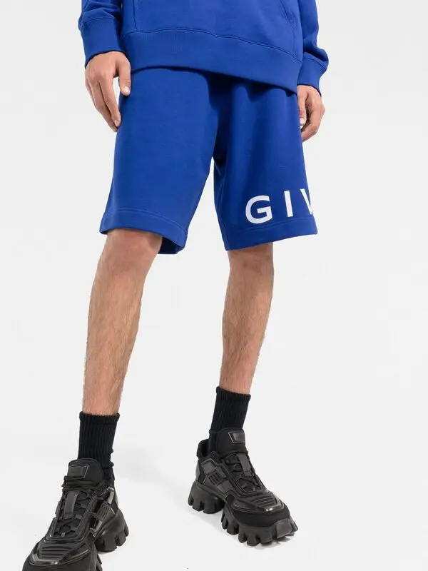 Givenchy Logo-print Knee-length Track Shorts - Blue