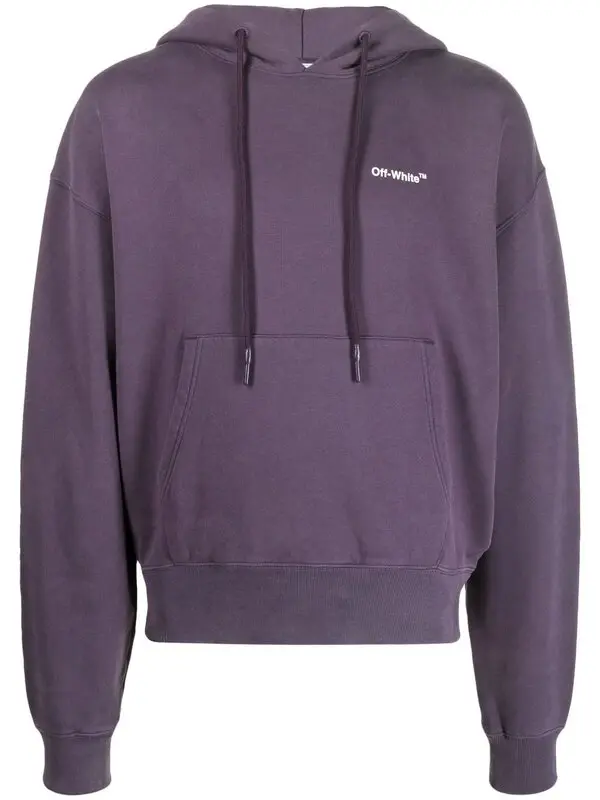 Off-White Graphic Print Hoodie - Purple